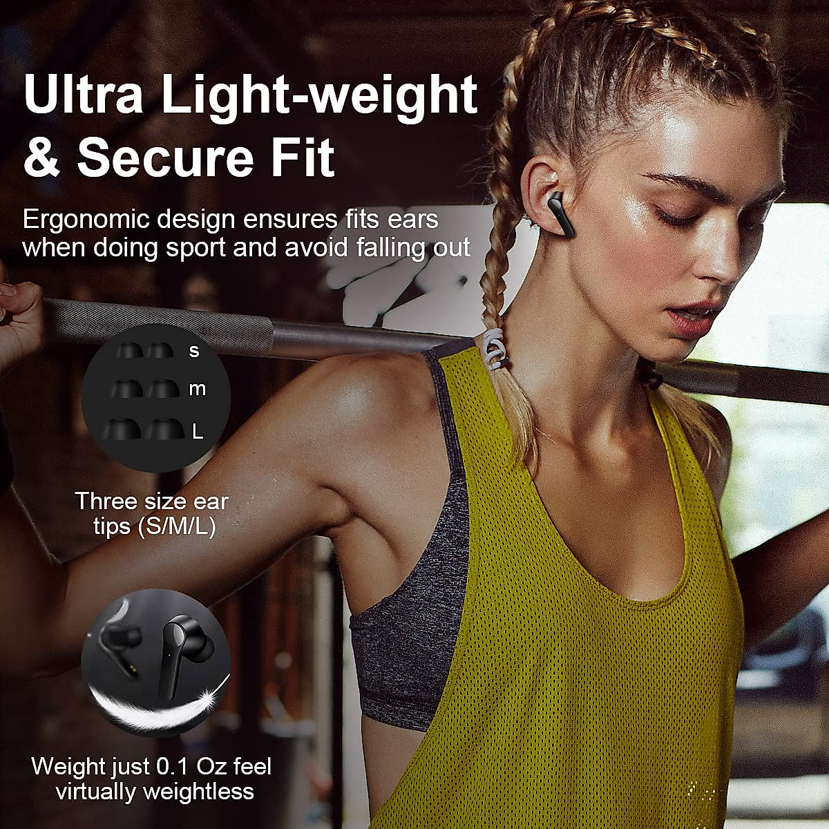 flymory Wireless Earbuds Active Noise Cancelling, Extra Deep Bass Earphones, Bluetooth 5.0 Headphones, IPX5 Waterproof, Touch Control Stereo Big Bass Cordless Headsets(Mini-Black)