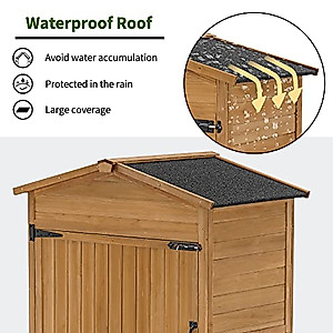 MCombo Large Outdoor Storage Cabinet with Folding Table, Oversize Garden Tool Shed with Shelves, Tall Outdoor Storage Shed with Lock for Patio and Yard (35.4x23.6x74 inch) 1965 (Natural)