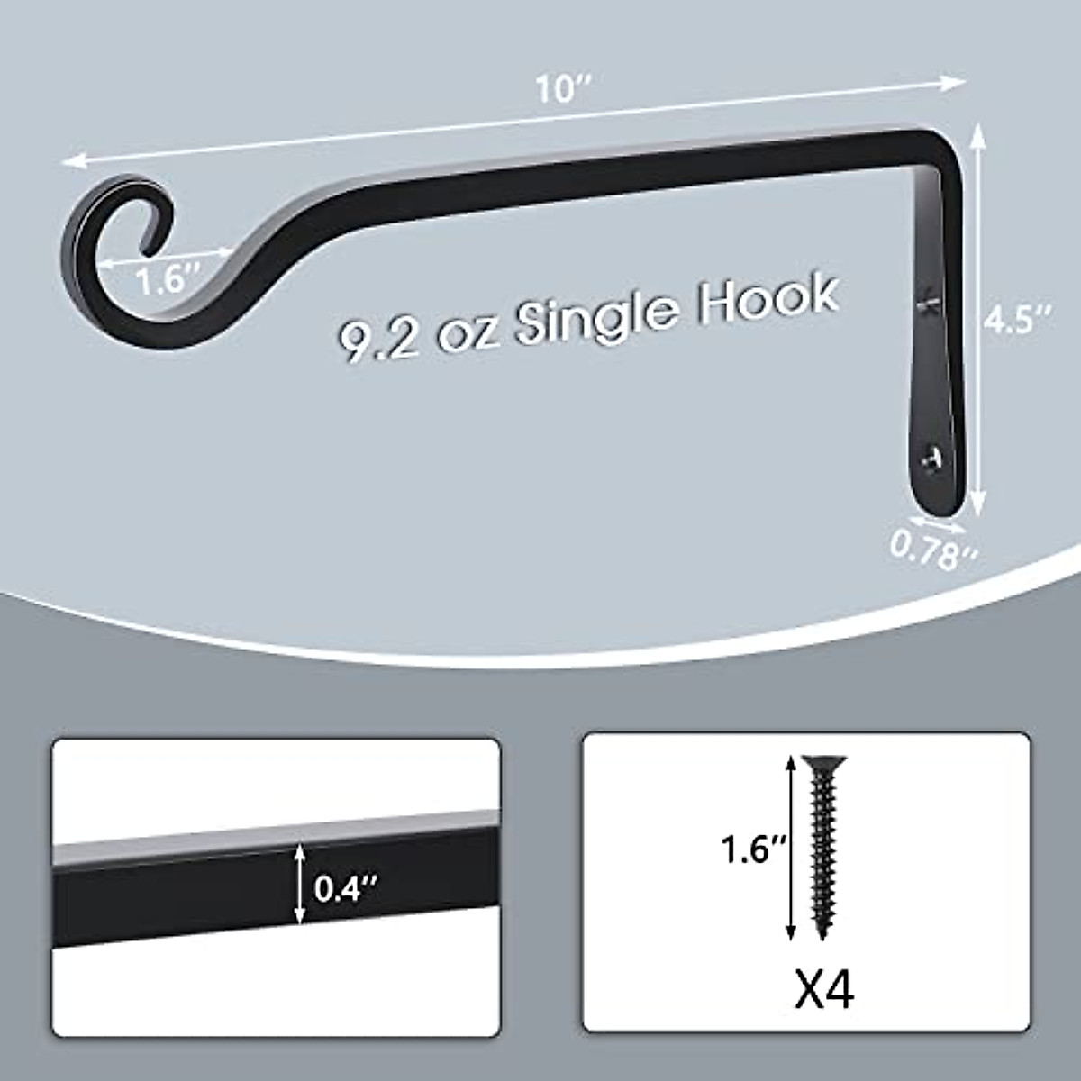 Gtongoko 6-10-15 Inch Sturdy Hanging Plant Bracket - Decorative Plant Hanger for Hanging - 2 Pack (10 Inch)