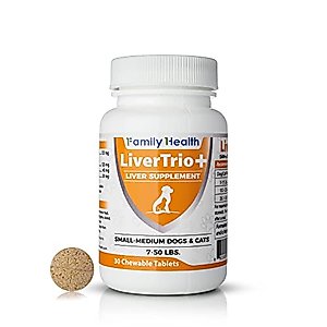 LiverTrio+ Comprehensive Liver Support Supplement for Smaller Dogs. Flavorful Chewable Tablets Combining Same, SPC, Silybin A+B, + Glutathione 30Ct (Small - Medium)