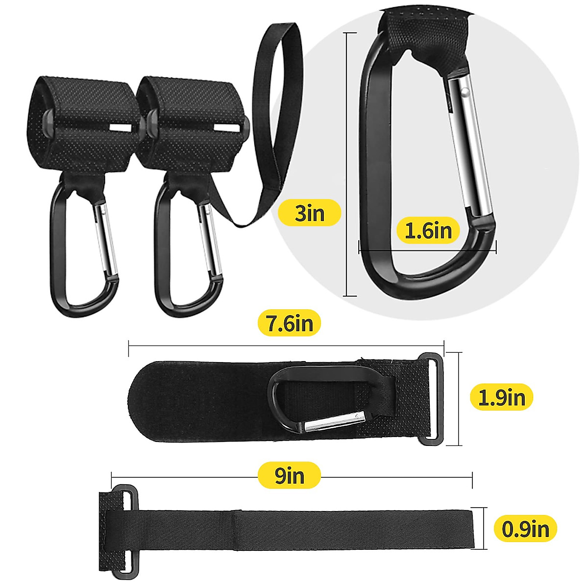 3 Pack Stroller Hooks, Stroller Hook to Free up Your Hand, Universal Multi-Purpose Stroller Clips for Hanging Diaper Bags,Purse, Perfect for Shopping Cart, Stroller, Rollator, Bicycles