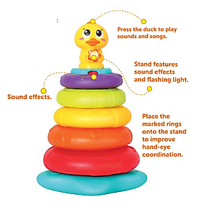 JOYIN Baby Activity Center Flashing Baby Stack Toys with Shape Color Sorting Alphabet Activity Cube Music Cute Toys