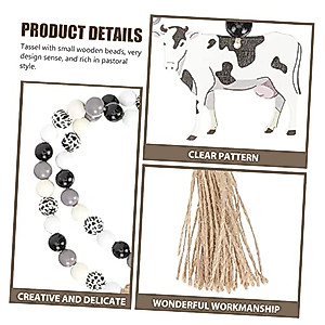 Artibetter 4pcs String Rope Wooden Beads Home Tassels Decor Rustic Garland Hanging Farmhouse Beads Delicate Wooden Beads Wooden Beads Garlands Decor for Home Country Style Spring Beads