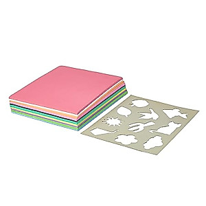 Colorations Lightweight Construction Paper, Value Pack, 10 Colors, 300 Sheets with Bonus Stencil, Everyday Use, Classroom Supplies, Daycare Supplies, Pre-School, at Home use