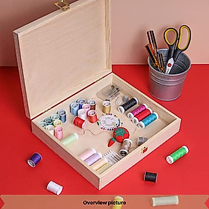 Creative Deco Wooden Storage Box Unpainted Plain | 11.41 x 9.84 x 2.55 in | Golden Latch & Lid | Perfect for Storing Valuables & Small Items in The Office or Bedroom | Keepsake Memory Trinket Chest