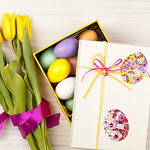 Whaline 500Pcs Easter Stickers Easter Floral Egg Shape Label Stickers Colorful Flower Pattern Decals Self-Adhesive Envelope Sealing Stickers for Spring Easter Holiday Scrapbooking Cards Gift Supplies