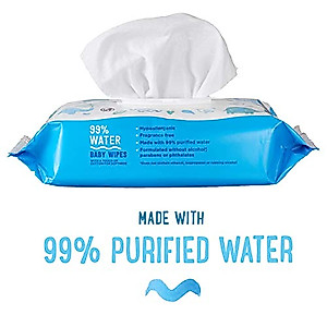Amazon Brand - Mama Bear 99% Water Baby Wipes, Hypoallergenic, Fragrance Free,72 Count (Pack of 6)