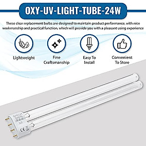 OXYFUL 24W UV Ultraviole 2G11-4 Pin Base Replacement Sterilizer Light Clarifier Lamp Filter for Aquarium Koi Pond Fish Tank Compatible to CUV-324 / CUV-624