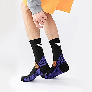 YWSLRC Mens Athletic Socks Elite Basketball Socks-Performance Thick Cushioned Sport Training Running Compression Crew Sock (Multicolor)