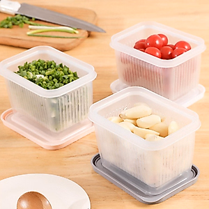 GIFZES Fruit Storage Containers for Fridge, Fruit Vegetable Produce Saver Containers Fridge Organizers with Airtight Lid & Colander, BPA-Free Vegetable Storage Lettuce Keepers for Refrigerator White