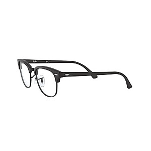 Ray-Ban RX5154 Clubmaster Square Prescription Eyeglass Frames, Matte Black/Demo Lens, 49 mm