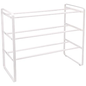 Yamazaki 7555 Extendable Shoe Rack, Frame, 3 Tiers, White