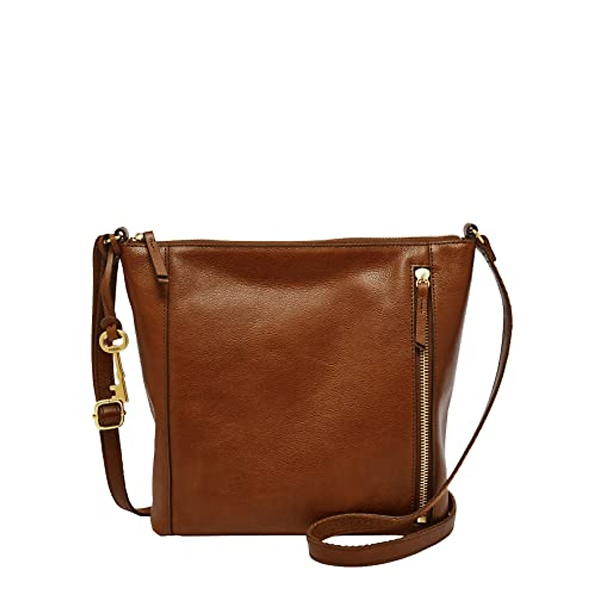 Fossil Women's Tara Leather Crossbody Purse Handbag, Brown + Fossil Women's Tara Leather Zip Around Clutch Wallet, Brandy