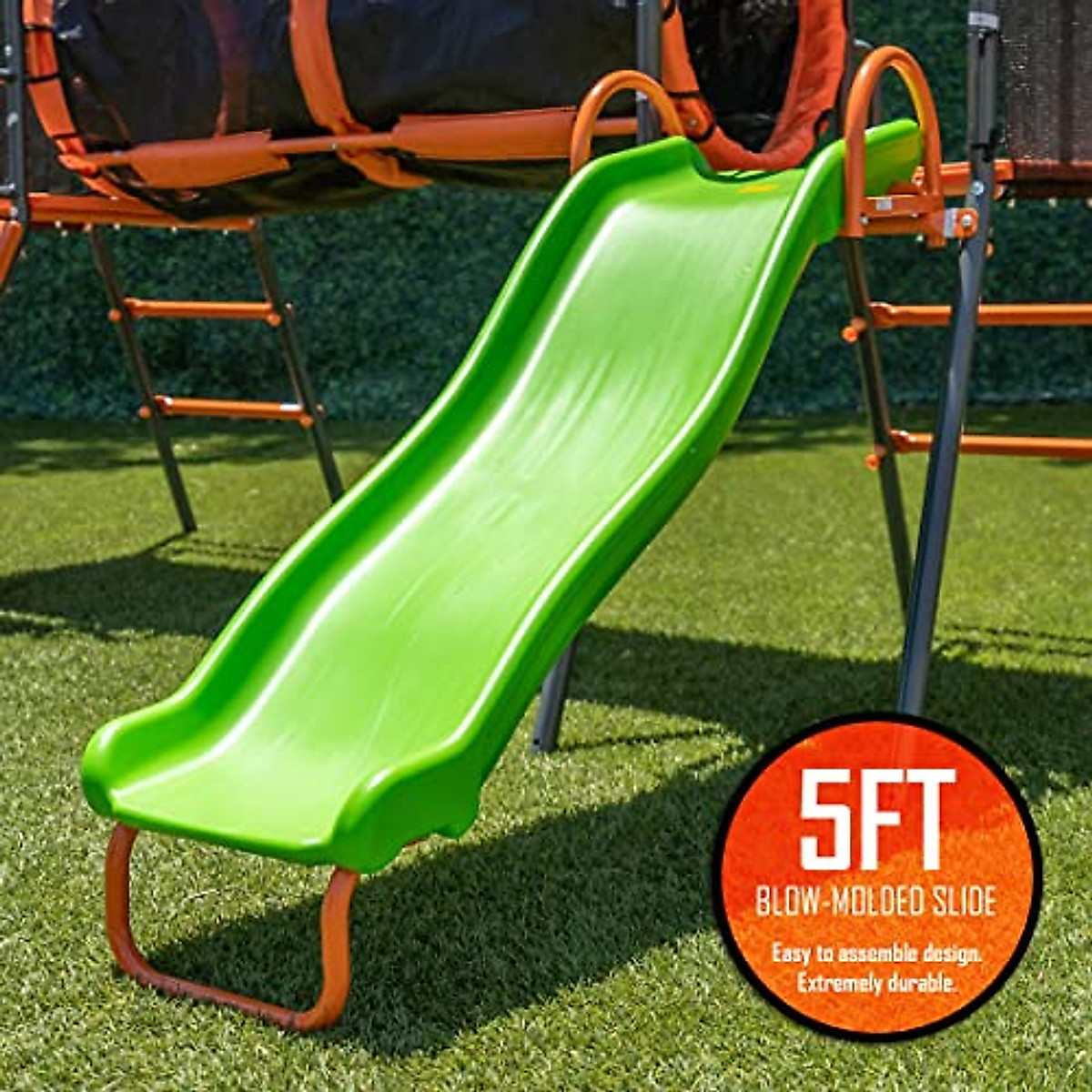 Jungle Warrior Anaconda Metal Swing Set with 45" Saucer Swing, 2 Sling Swings, Rock Climbing Wall and 5ft Slide with Slide