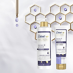 Dove Hair Therapy Shampoo Hair Care For Split Ends and Damaged Hair Rescue and Protect Sulfate Free Shampoo 13.5 oz