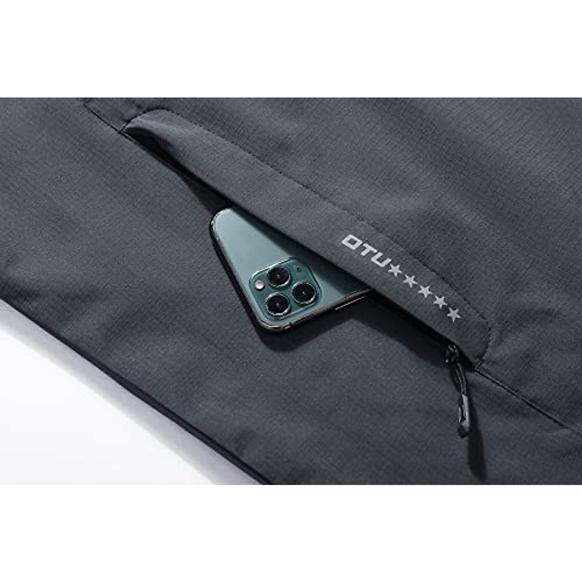 OTU Men's Lightweight Waterproof Hooded Rain Jacket Outdoor Raincoat Shell Jacket for Hiking Travel Darkgrey XL