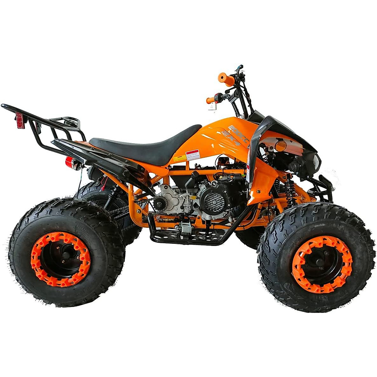 HHH 200cc Sports Quad ATV with LED Headlights Automatic Transmission with Reverse, Big 23"/22" Tires! (Red, Factory Package)