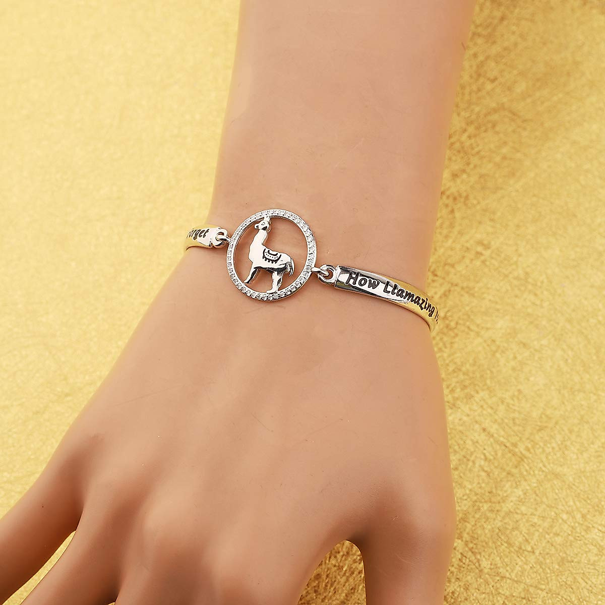 FOTAP Llama Gift Never Forget How Llamazing You Are Bracelet Alpaca Gifts (Llama S Bangle)