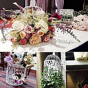 UEETEK Decorative Metal Bird Cage Home Hanging Ornament for Wedding Party Decoration (White)
