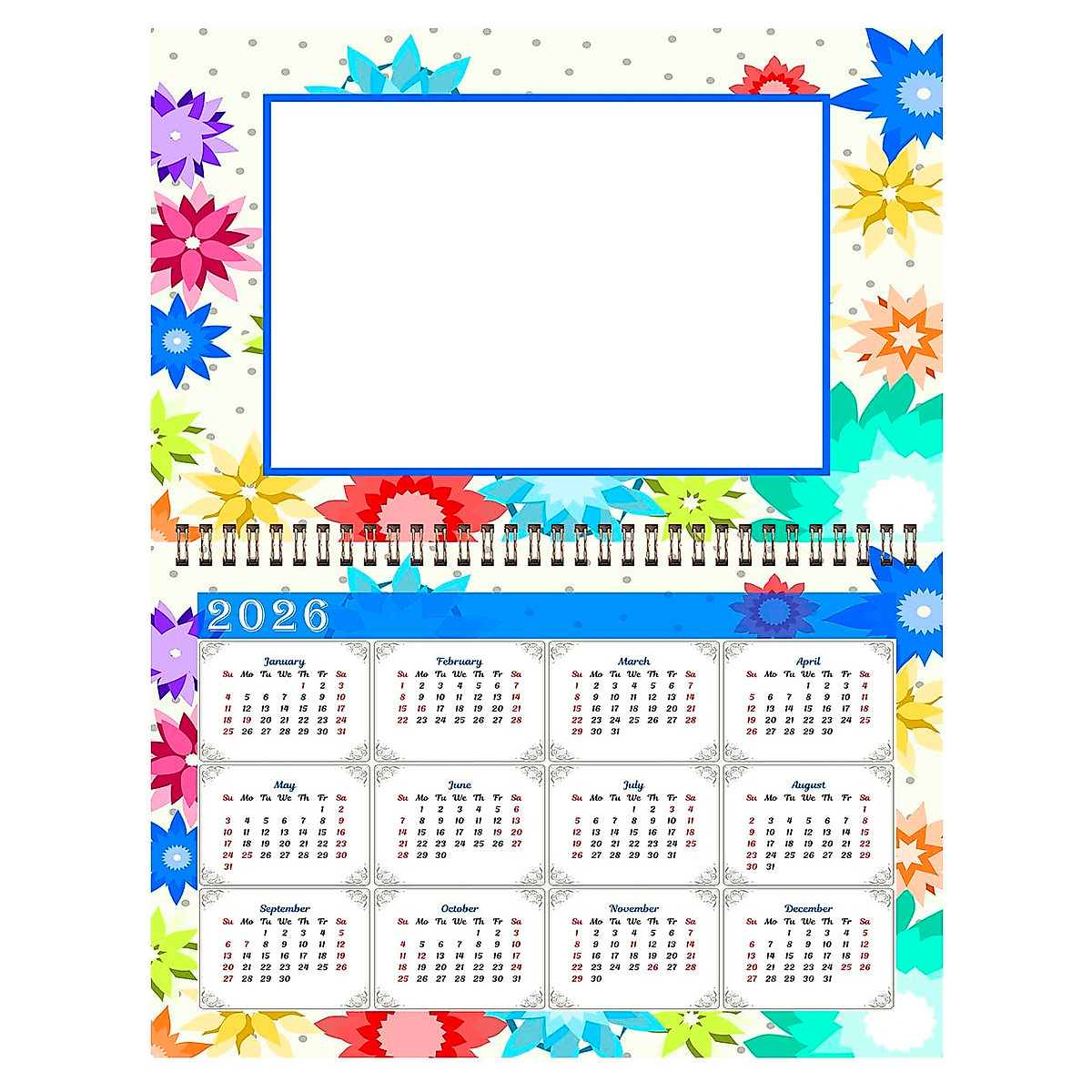 2025 Photo Frame Wall Spiral-bound Calendar (Add Your Own Photos) - 12 Months Desktop/Wall Calendar/Planner - (Geometrics Edition #001)