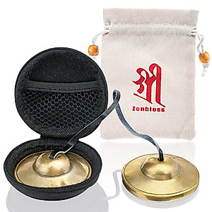 ZenBless Tibetan Tingsha Cymbals 2pcs, with Storage Box and Fabric Case,Meditation Brass Chime Bells for Spiritual Healing Mindfulness, Yoga Buddhist, Relaxation Musical Instruments