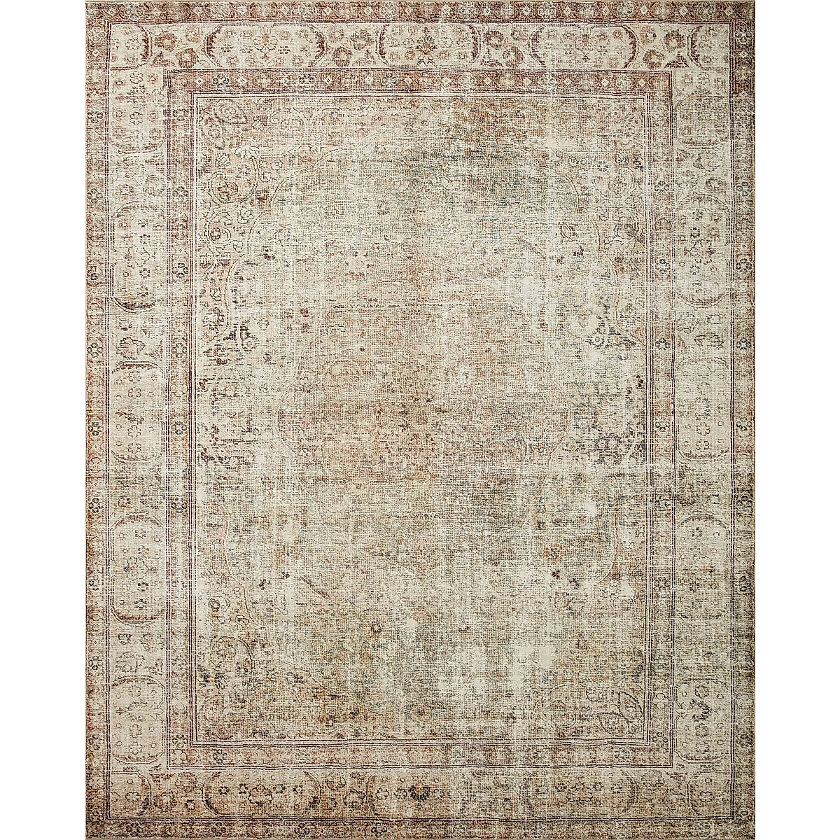 Loloi Margot Collection 8'-6" x 11'-6" Area Rug in Antique / Sage - Thick Low Pile Area Rug, No-Shed Easy Clean Large Patterned Area Rug for Living Room, Bedroom, Dining Area