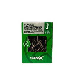SPAX #10 x 3 Exterior Flat Head Stainless Steel Wood Deck Screws Construction Torx T-Star Plus (68 EA) 1 LB Bit Included Rust Resistant