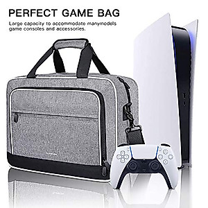 Ztotop Travel Case Compatible with PS5 , Carrying Case for PS5, Protective Travel Bag Holds PlayStation 5 Console, Controller, Games, Gaming Headset, Base and Other Accessories, Gray