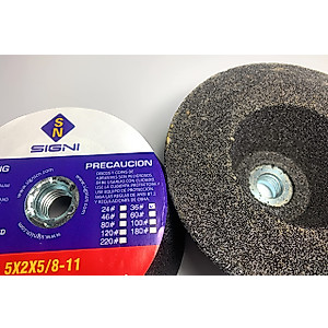 Flaring Cup Grinding Stone with Arbor Thread for Grinding Granite 5X2X5/8-11 (1 Pack) (Black SiC, 36 grit)