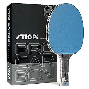 STIGA Pro Carbon Performance-Level Table Tennis Racket with Carbon Technology for Tournament Play - Red and Blue Colors