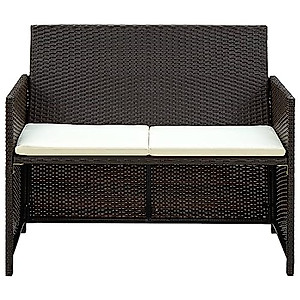 Camerina 4 Piece Patio with Cushions Patio Furniture Sets Outdoor Sectional Furniture Conversation Sets Patio Furniture Set Rattan Brown