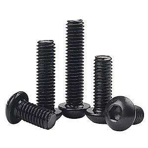 HanTof 125PCS Button Head Hex Socket Cap Screws Bolts, Black Grade 10.9 Alloy Steel, Metric M3 x 8/12/16/20/25mm Allen Head Hex Socket Drive Machine Screw Set with Hex Key, Fully Threaded Pitch: 0.5mm