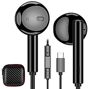 ACAGET USB C Headphones, Wired Earphones for Galaxy S21 Ultra S22 S23 Plus iPhone 15 Pro Max USB Type C Headphone with Microphone HiFi Stereo USB C Earbuds for Samsung Galaxy S20 FE A53 A54 5G Black