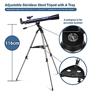 ESSLNB Telescope for Adults 700X70mm with K4/10/20 Eyepieces 525X Telescopes for Kids and Beginners Erect-Image Refractor Telescope with Stainless Steel Tripod Phone Mount and Red Dot Finderscope