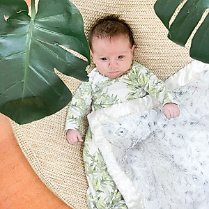 ZALA MOON Zalamoon Luxie Pocket Plush Baby Toddler Security Blanket with Pacifier Strap and Corner Pocket (Snow Leopard) - No More Lost Binkies