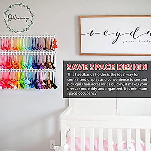 Ollirovey Metal 60 Hook 3ft Wide Headband Display and Headband Organizer for Girls Hair Bows Holds up to 240+ Hair Accessories 4 per Hook - Hooks Adjustable - Wall Mounted