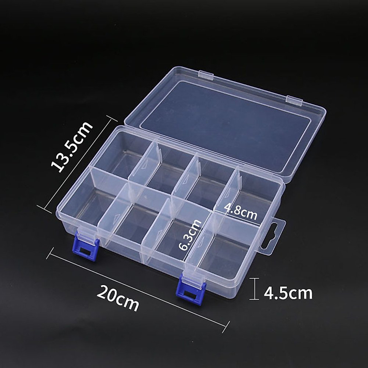 VORCOOL Transparent Plastic Storage Box Portable Clear Medicine Organizer Holder with Adjustable Dividers for Jewelry Beads Earring Container Tool Fishing Hooks(8 Grids)