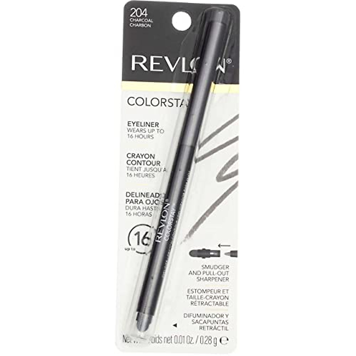 Revlon ColorStay Eyeliner Pencil, Charcoal [204], 0.01 oz (Pack of 3)