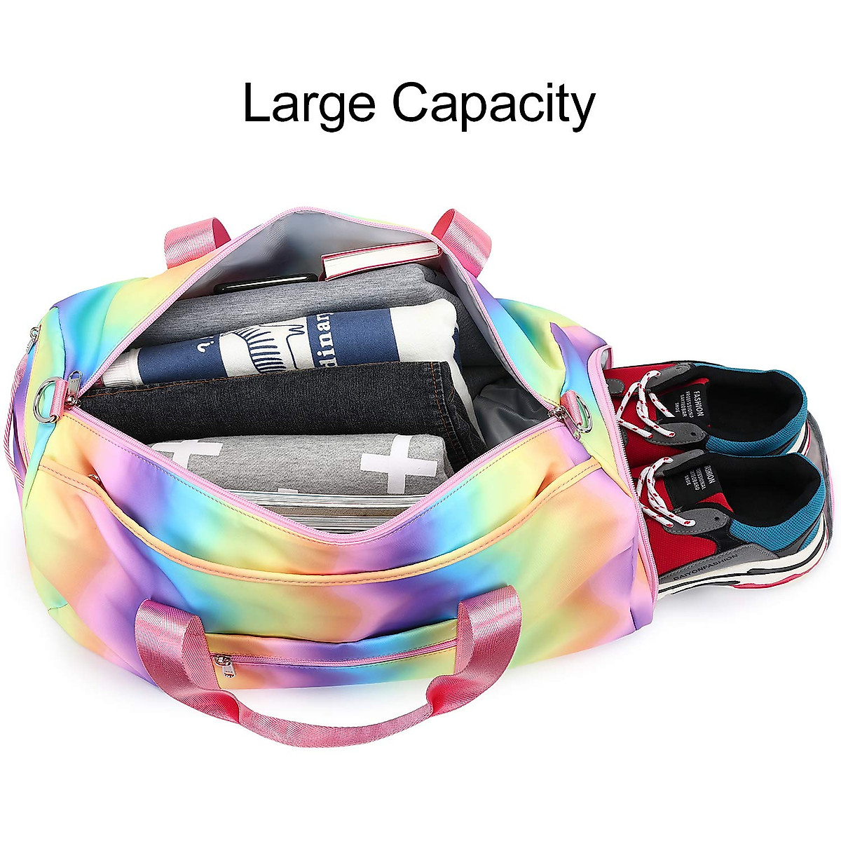 BLUBOON Duffle Bag Girls Kids Cute Gym Bag with Shoes Compartment & Wet Separation Waterproof Sports Overnight Travel Bag Dance Bag