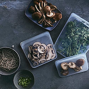 Stasher STSU01A Silicone Reusable, Stand-Up Mid (Clear) & Silicone Reusable Storage Bag, Sandwich (Aqua) | Food Meal Prep Storage Container