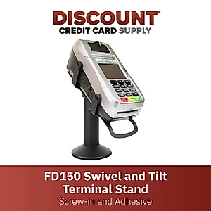 Discount Credit Card Supply DCCStands Swivel and Tilt First Data FD130 / FD150 POS Terminal Stand, Screw-in and Adhesive - Black