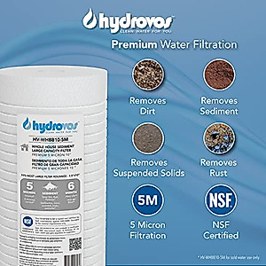 HYDROVOS 4.5 x 10 Inch Large Capacity Whole House Water Filter, NSF 42 Certified 5 Micron Sediment Filtration, Compatible with Whirlpool WHKF-GD25BB Aqua-Pure AP810, AP801 GE GXWH30C GXWH35F GWWH40
