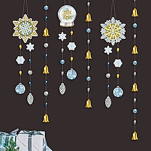 6 pcs Gold Blue White Snowflake Garland for Christmas Decorations Winter Wonderland Birthday Banner Hanging Snow Flake Decor Frozen Backdrop Streamer for Wedding Bridal Baby Shower Party Supplies