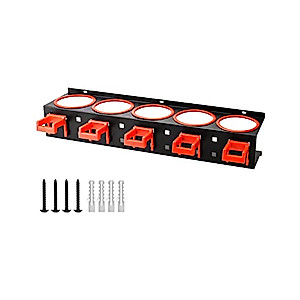 QWORK Spray Bottle Storage Rack, Aerosol Can Rack Organizer Wall Mount, Sprayer Spray/Composite Bottle Holder, Cleaning Detailing Tools Organizer, with 5 Holes and 5 Plastic Hooks