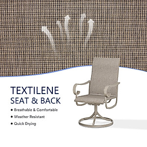 VICLLAX Patio Swivel Dining Chairs Set of 4, Outdoor furnitures Breathable Fabric with Curved Arms for Lawn Deck, Sandshell Frame