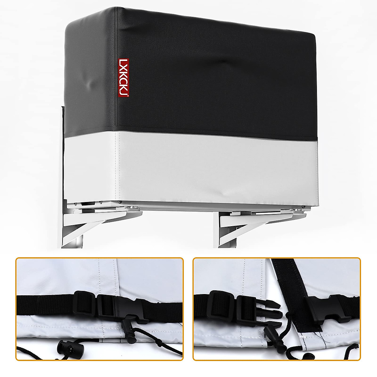 LXKCKJ Air Conditioner Cover for Outside Units - 420D Waterproof Air Conditioner Protection Covers for Window Unit - Winter AC Covers Fits AC Condensing HVAC Unit (Black & Silver 40''L X16''W X30''H)