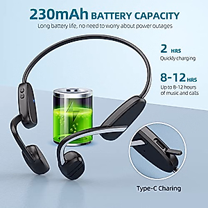 Eixpdaye Bone Conduction Headphones Bluetooth 5.3 Open Ear Headphones Waterproof 8 Hours Long Battery Life Wireless Earphones with Mic Headset for Running, Cycling, Driving, Sports, and Fitness