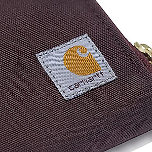 Carhartt Rugged Canvas Wallets for Women, Available in Multiple Styles & Colors, Nylon Duck Lay-Flat Clutch (Deep Wine), One Size