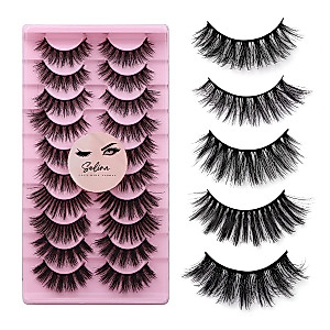 Selina Lashes Faux Mink Fluffy Wispy False Eyelashes 25mm 3D Dramatic Faux Mink Eyelashes D Curl Long Fake Lashes