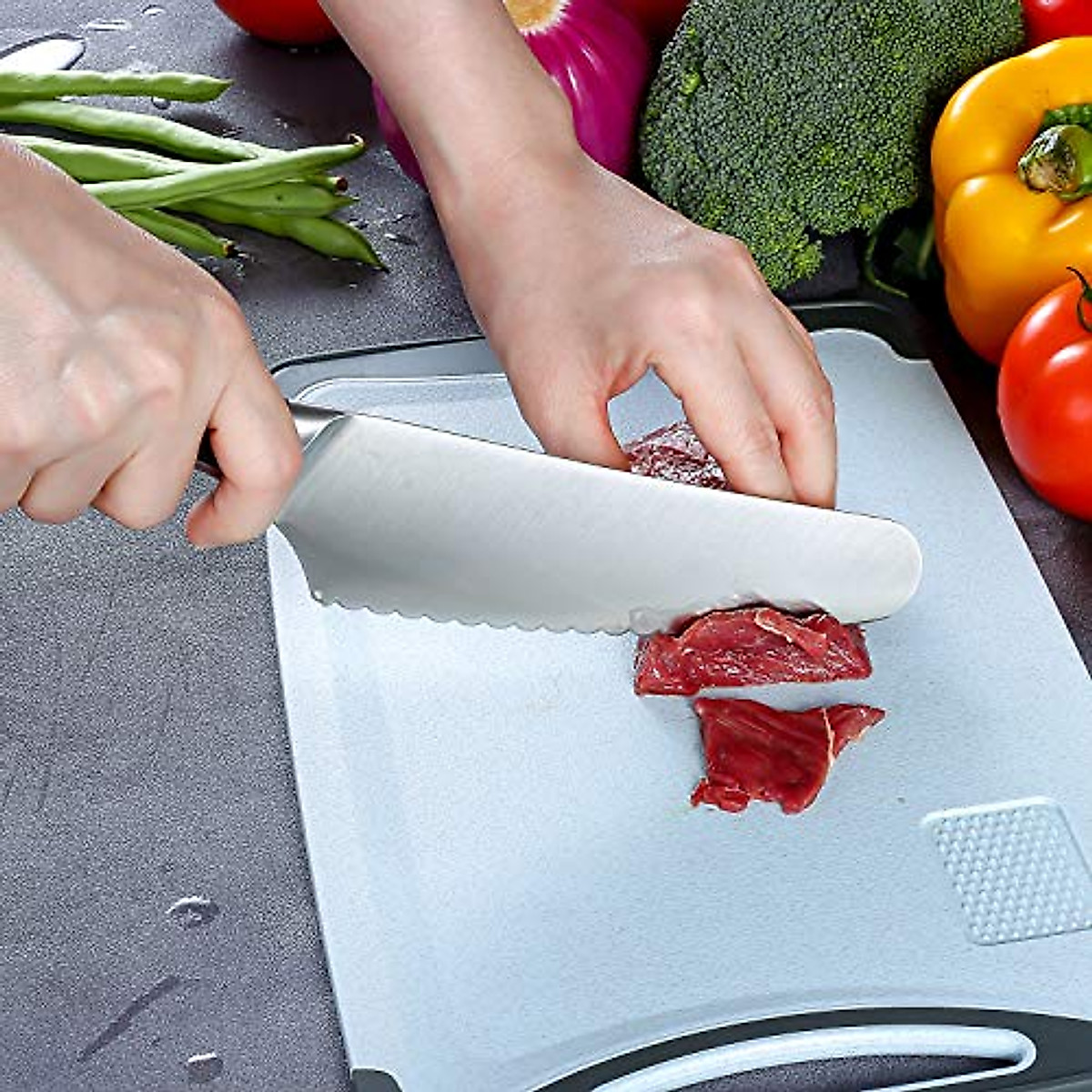 WELLSTAR Sandwich Knife, 6.5 Inch German Stainless Steel Serrated Utility Knife for Bread Vegetable Meat Cutting, Butter Spreader Knife, Razor Sharp Full Tang Handle Multipurpose Kitchen Knife